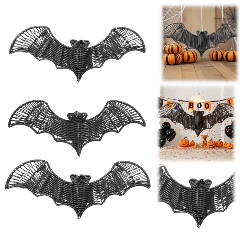 Rattan Bat Decor Halloween Decorations 3 PCS 2025 Rattan Bat Decor ...