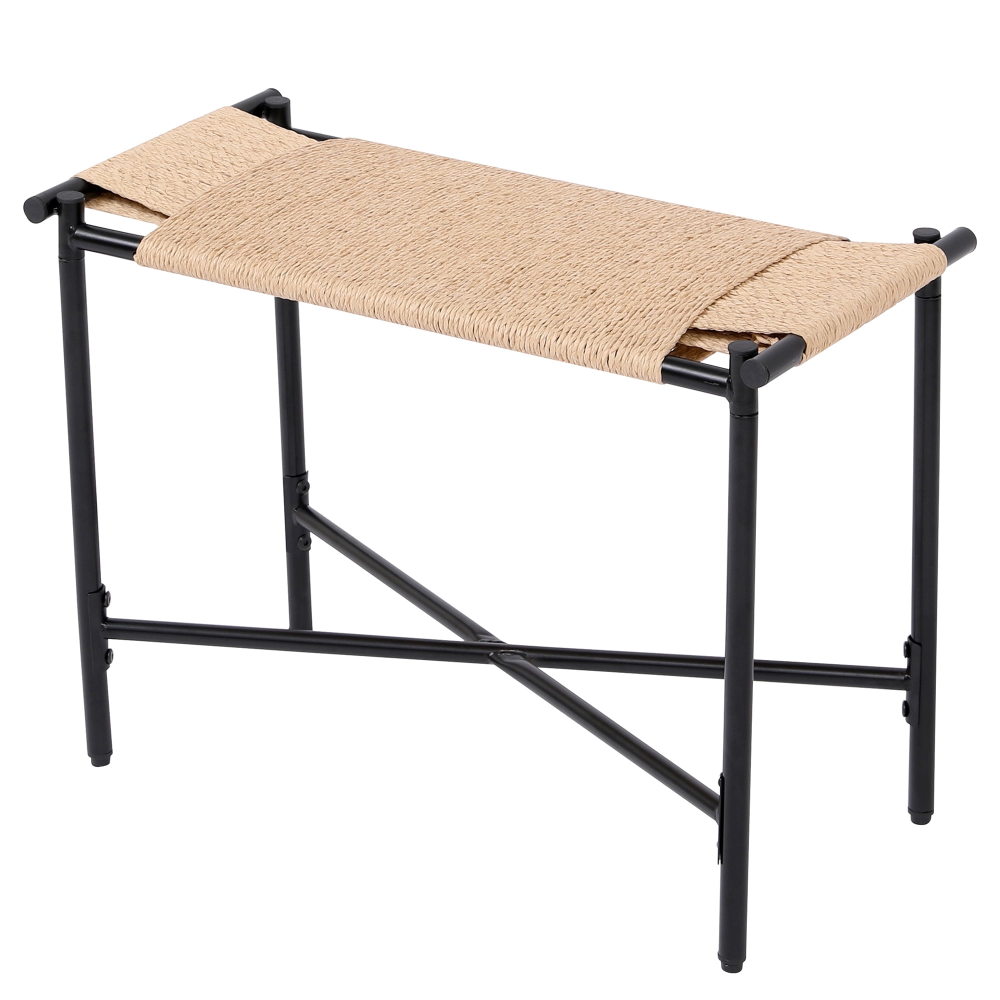 Rattan Bench 23.6'' Paper Rope Handwoven Bench Entryway Bench Makeup ...