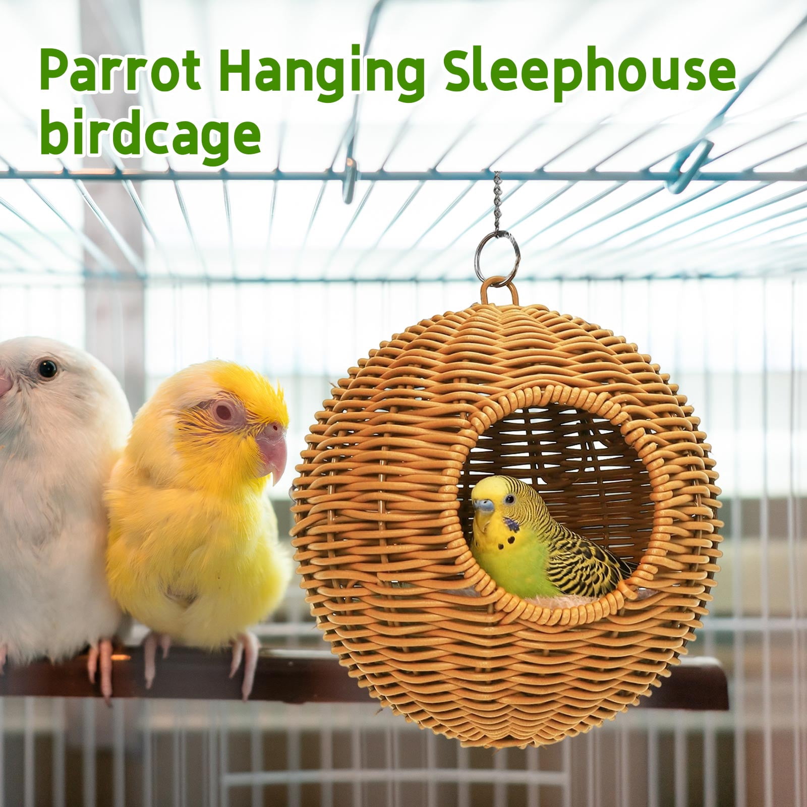 Rattan Bird Nest Parrot Nesting House Parakeet Hanging Swing Soft ...