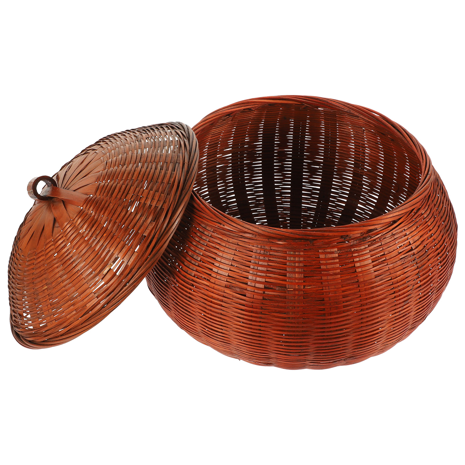Rattan Boxes Storage Box with Lid Rattan Woven Basket 24X24CM Chocolate ...