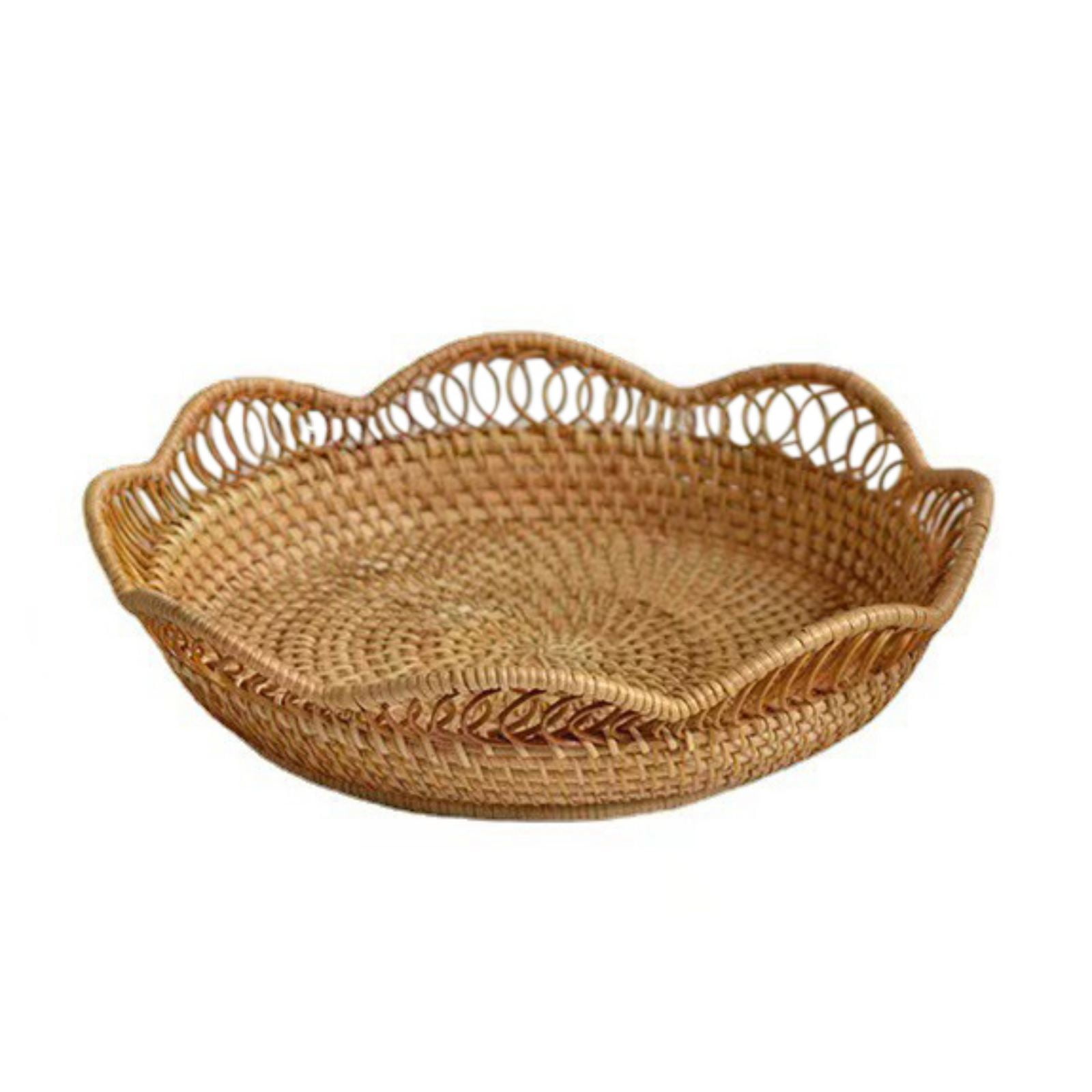 Rattan Bread Basket, Round Fruit Baskets, Wicker Storage Bowls, Natural ...