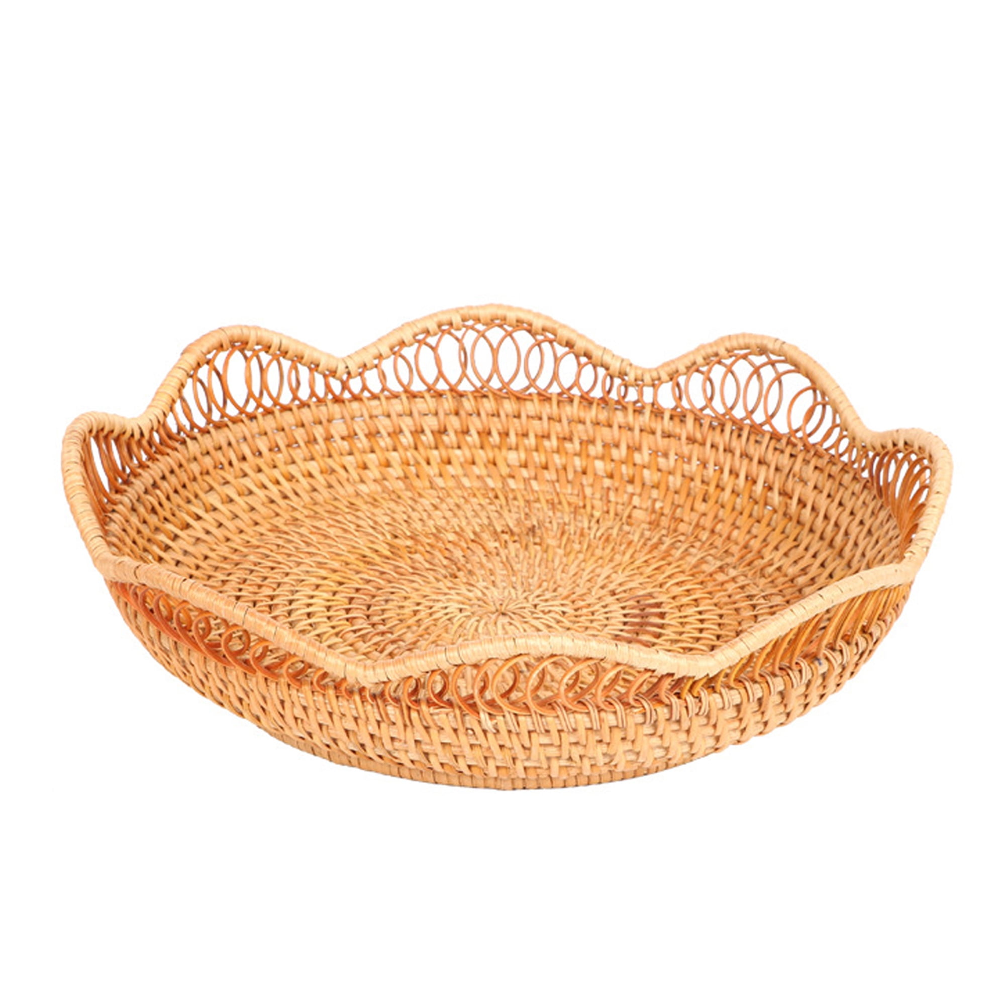 Rattan Bread Basket Round Woven Fruit Basket Wicker Storage Bowls ...