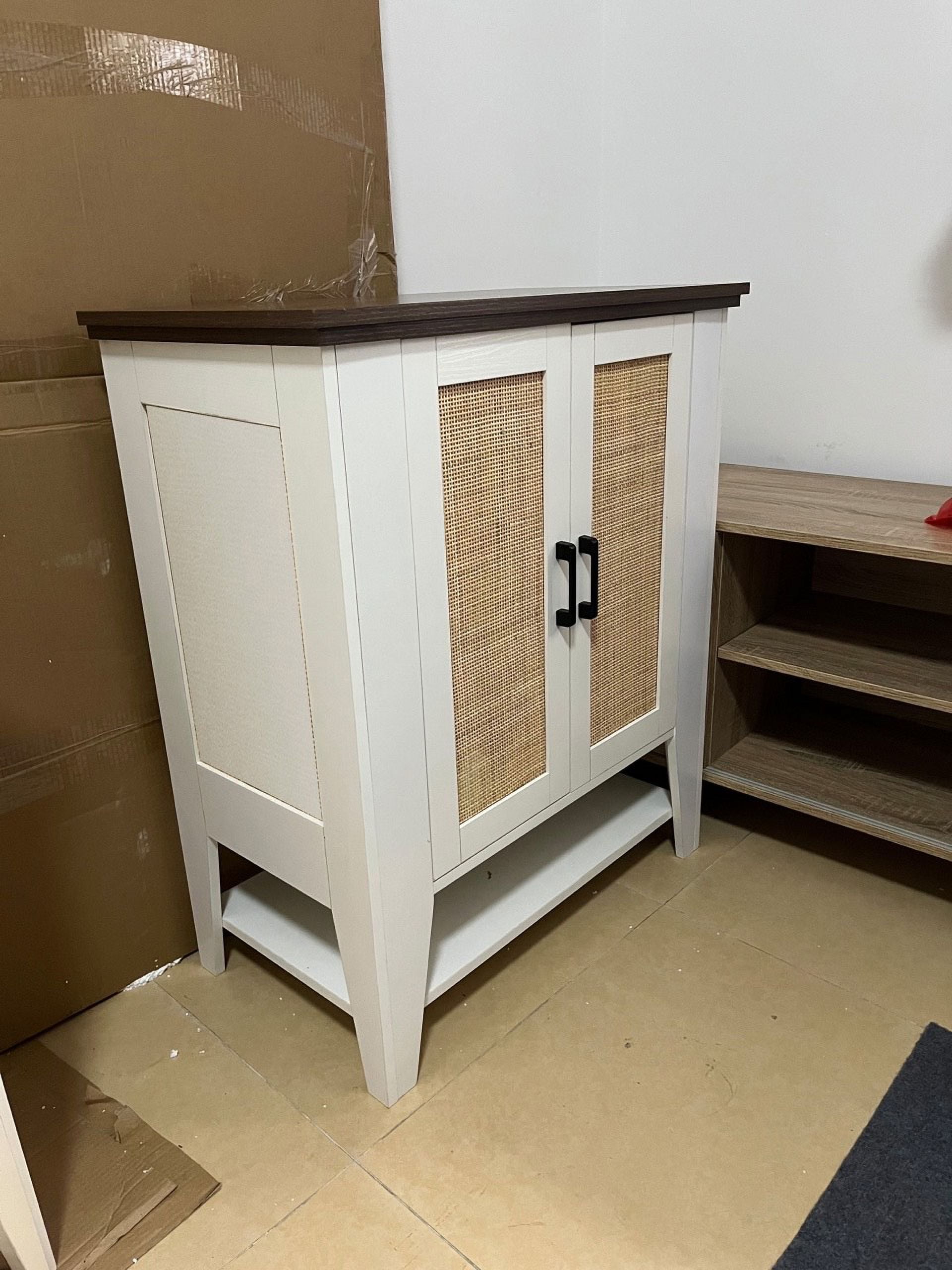 Rattan Buffet Cabinet,Small Storage Cabinet with Doors and Shelves ...