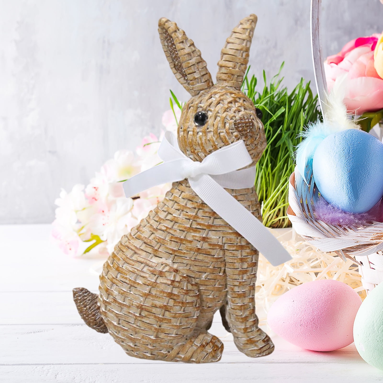 Rattan Bunny Easter Decor Table Rabbits Easter Decorations Spring ...