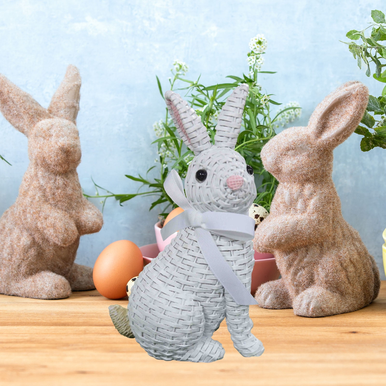 Rattan Bunny Easter Decor Table Rabbits Easter Decorations Spring ...
