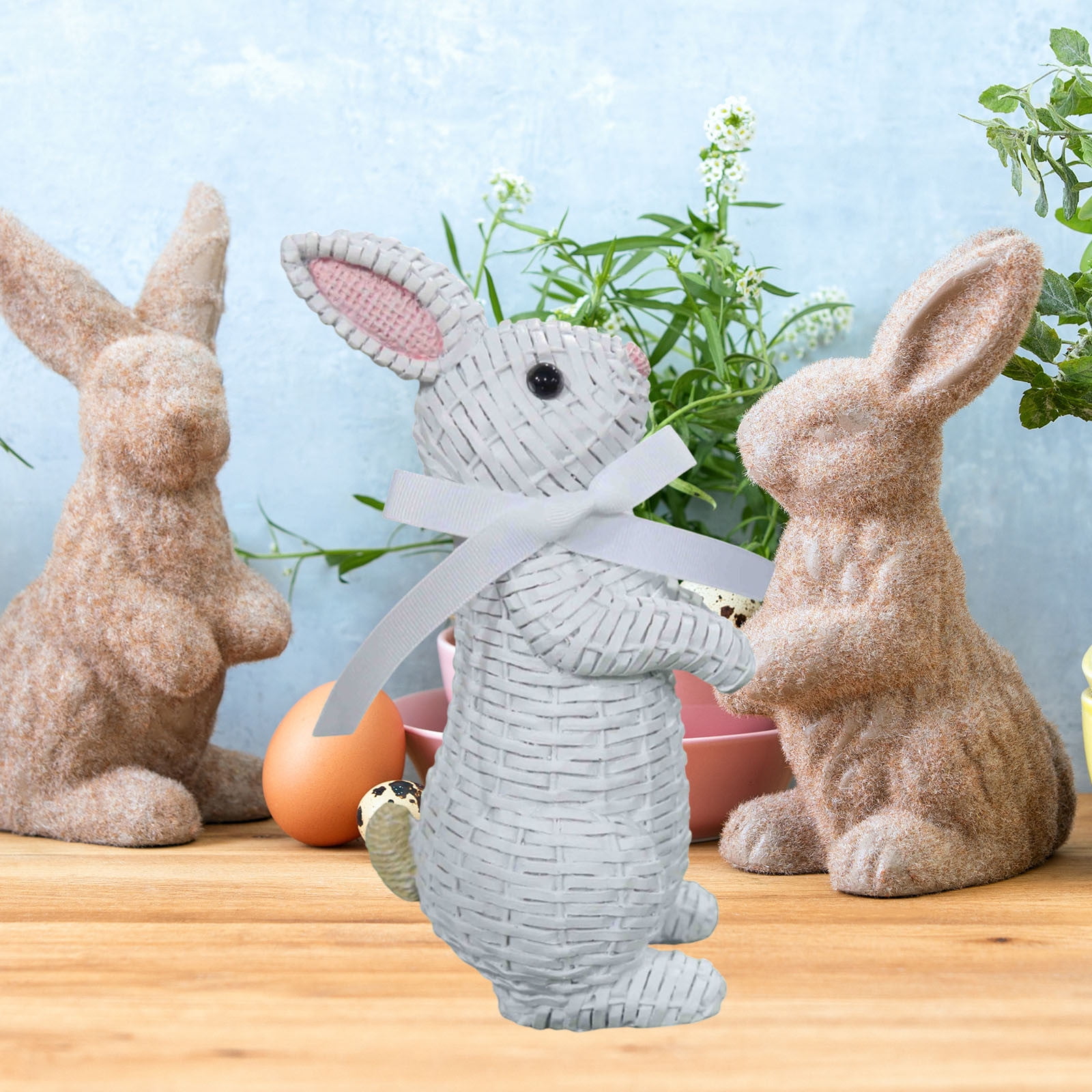 Rattan Bunny Easter Decor Table Rabbits Easter Decorations Spring ...