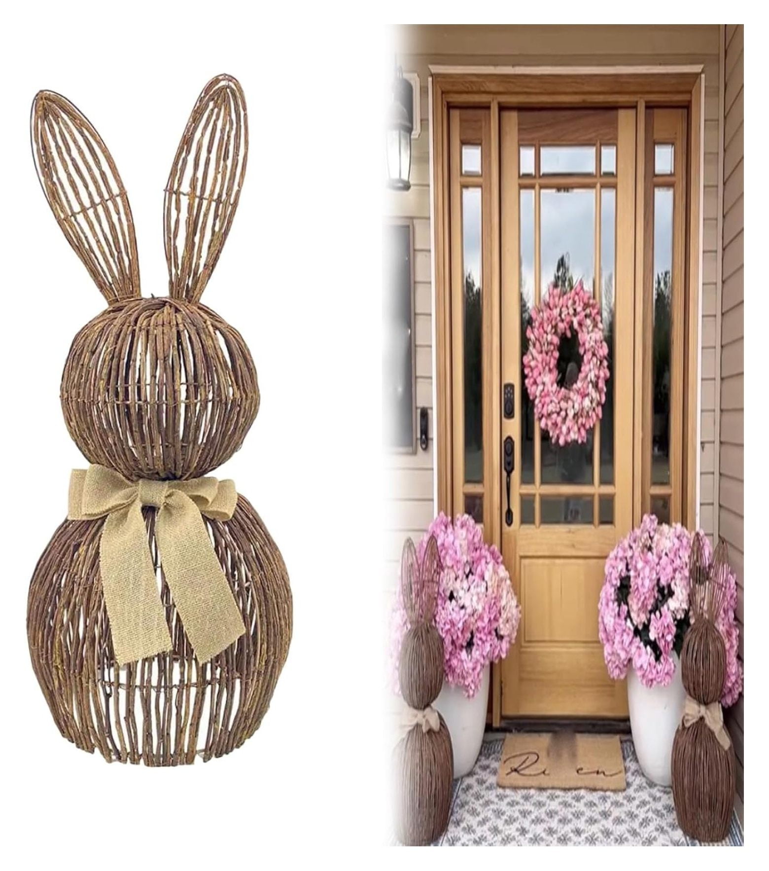Rattan Bunny, Wicker Easter Bunny,Wicker Easter Bunnys Decor Outside ...