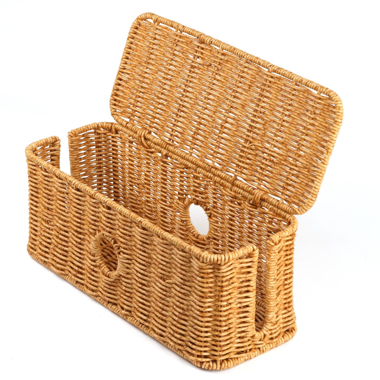 Rattan Cable Management Box Handwoven Cord Organizer Box - Walmart.com