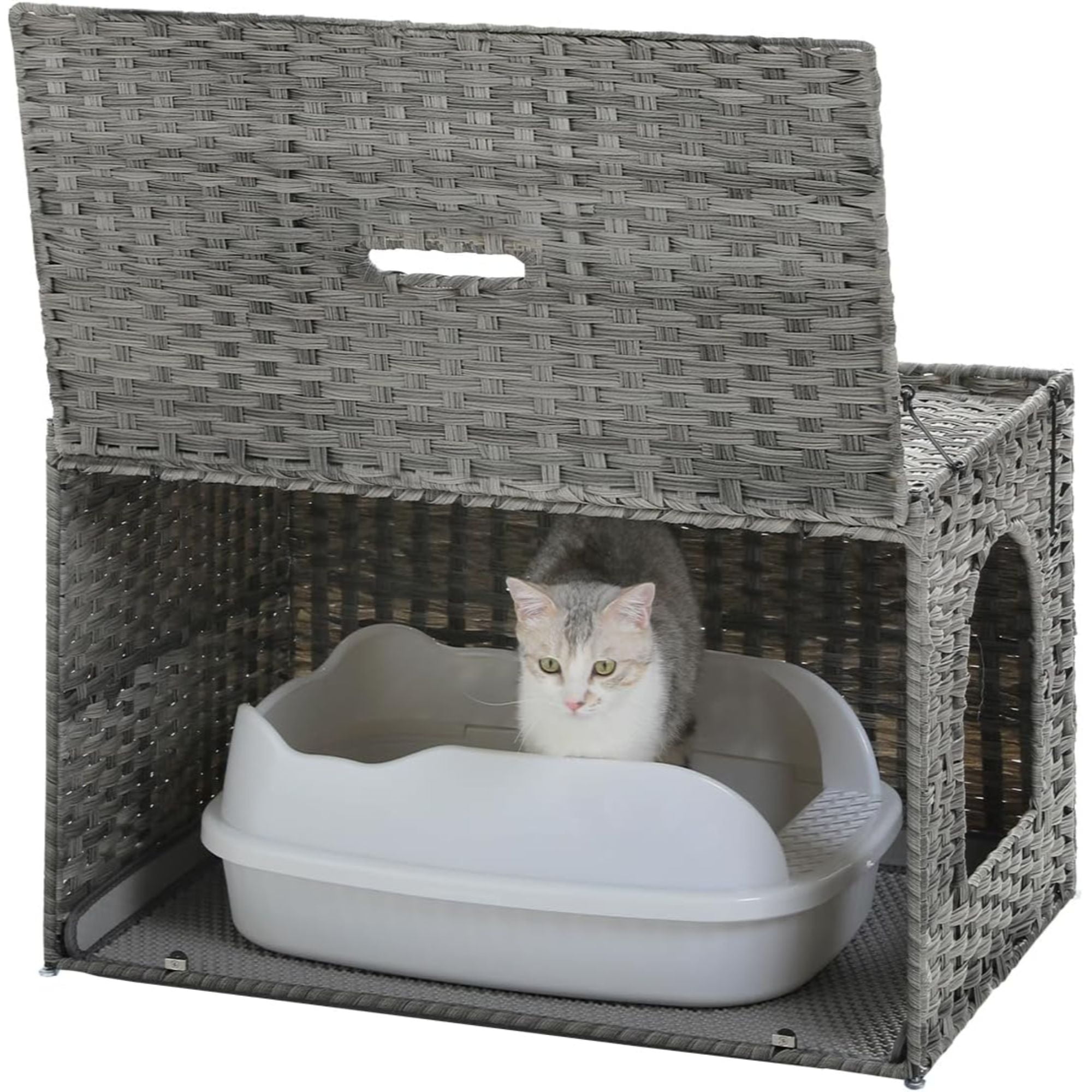 Rattan Cat Litter Box Enclosure - Extra Large Hidden Litter Box ...