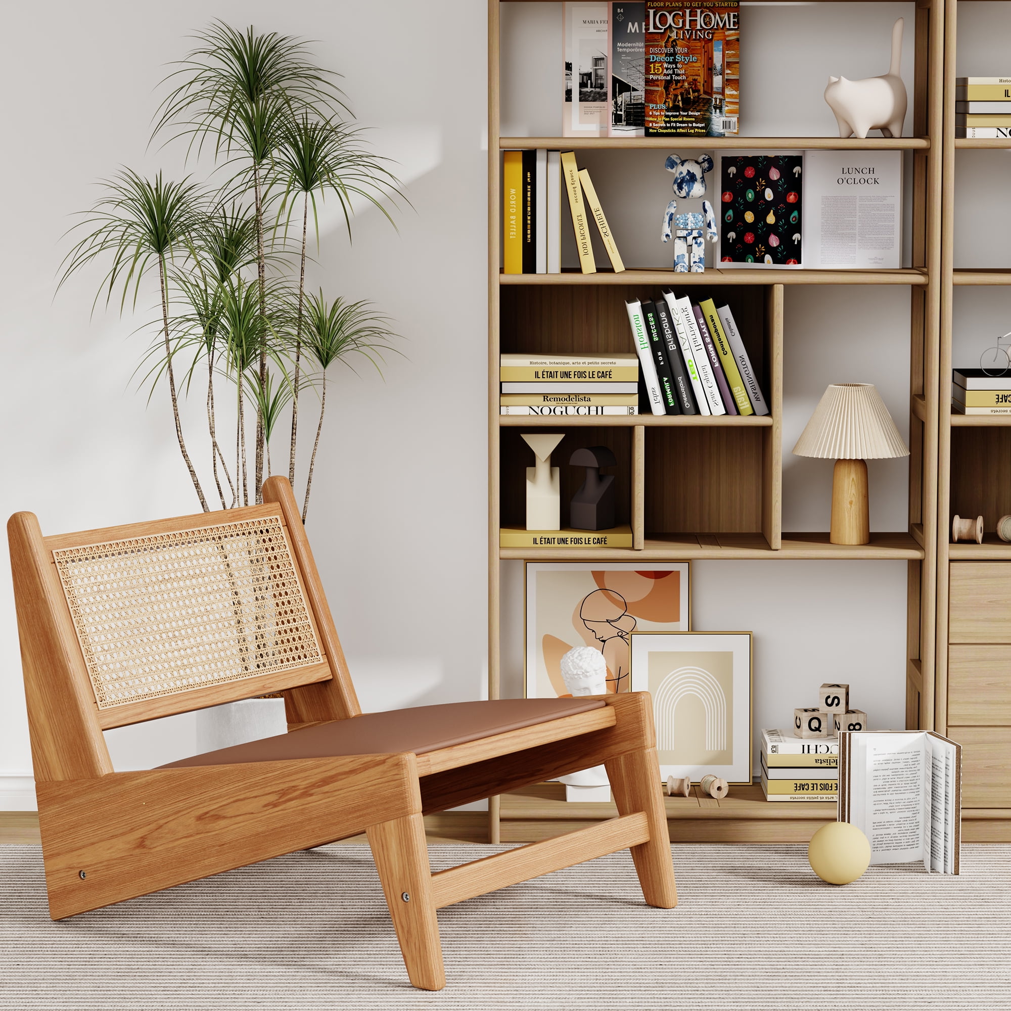 Rattan Chairs,Mid Century Modern Accent Chair Armless Reading Side ...