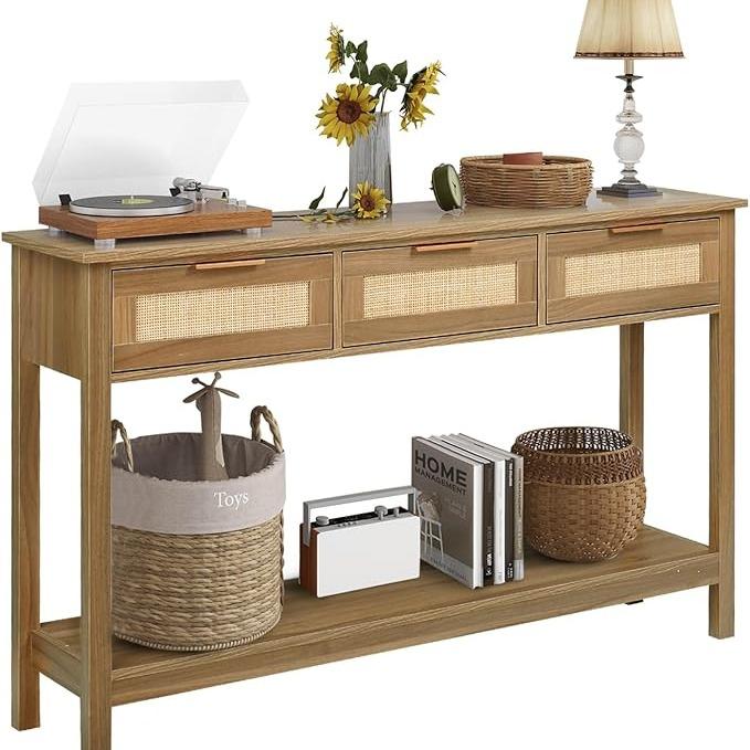 Rattan Console Table, Bohemian Rattan Console Table - Narrow Door ...