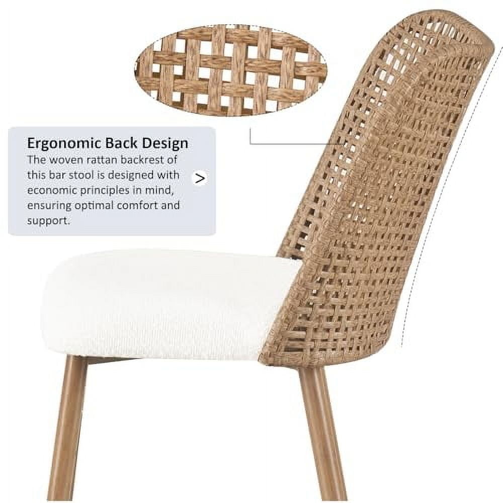 Rattan Counter Height Bar Stools Set of 2，26" Modern Upholstered Bar ...