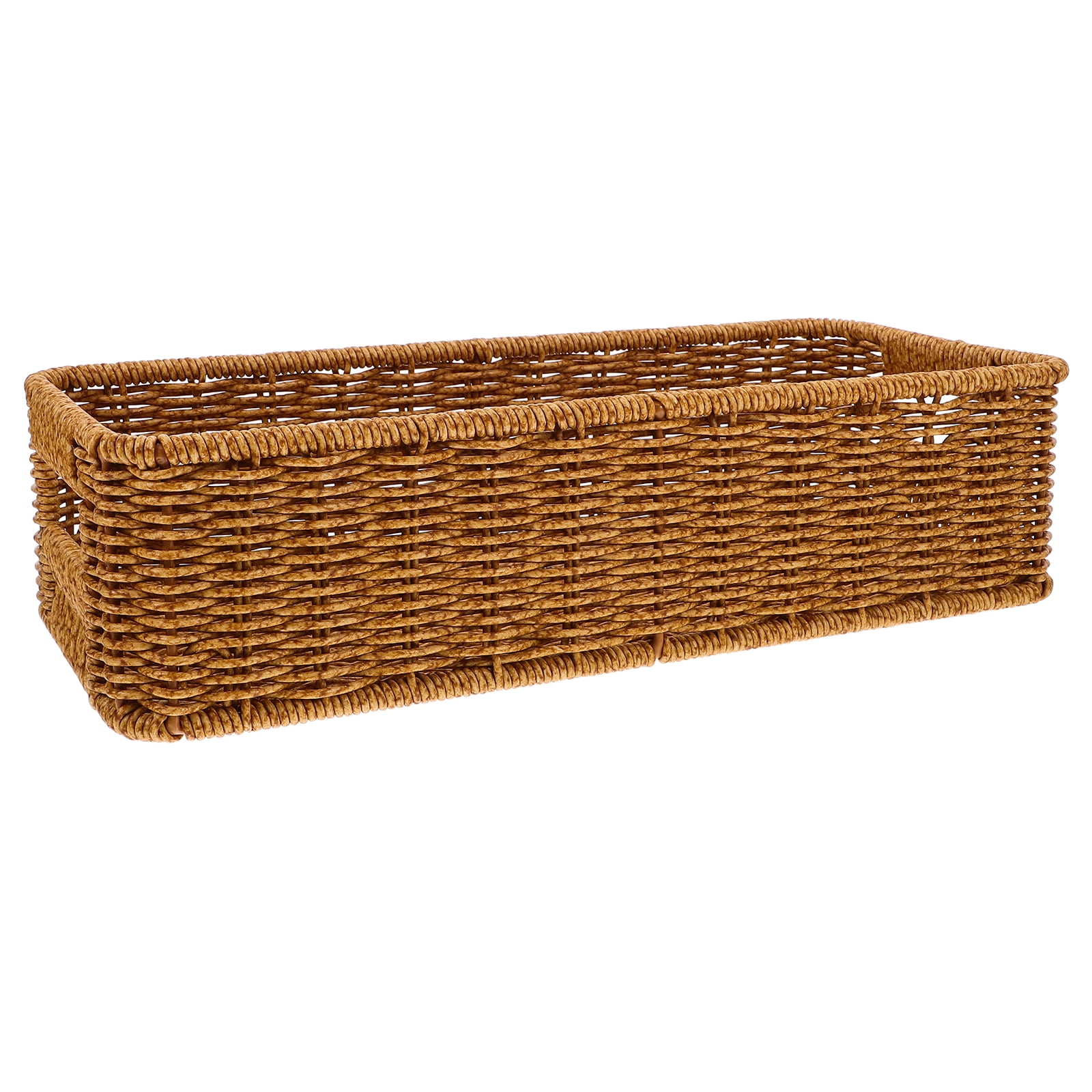 ADDHAT Khaki Plastic Rattan Rectangular Kitchenware Organizer Storage ...