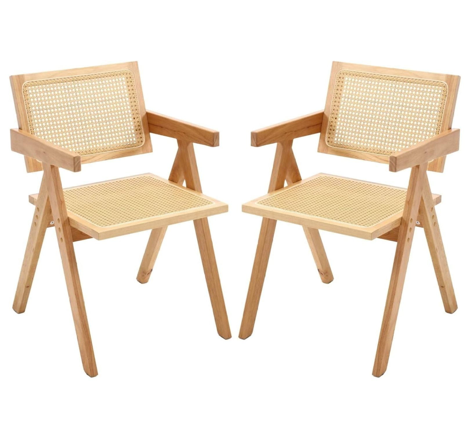 Rattan Dining Chairs Set of 2, Rattan Chairs 18 Inch Seat Height for ...