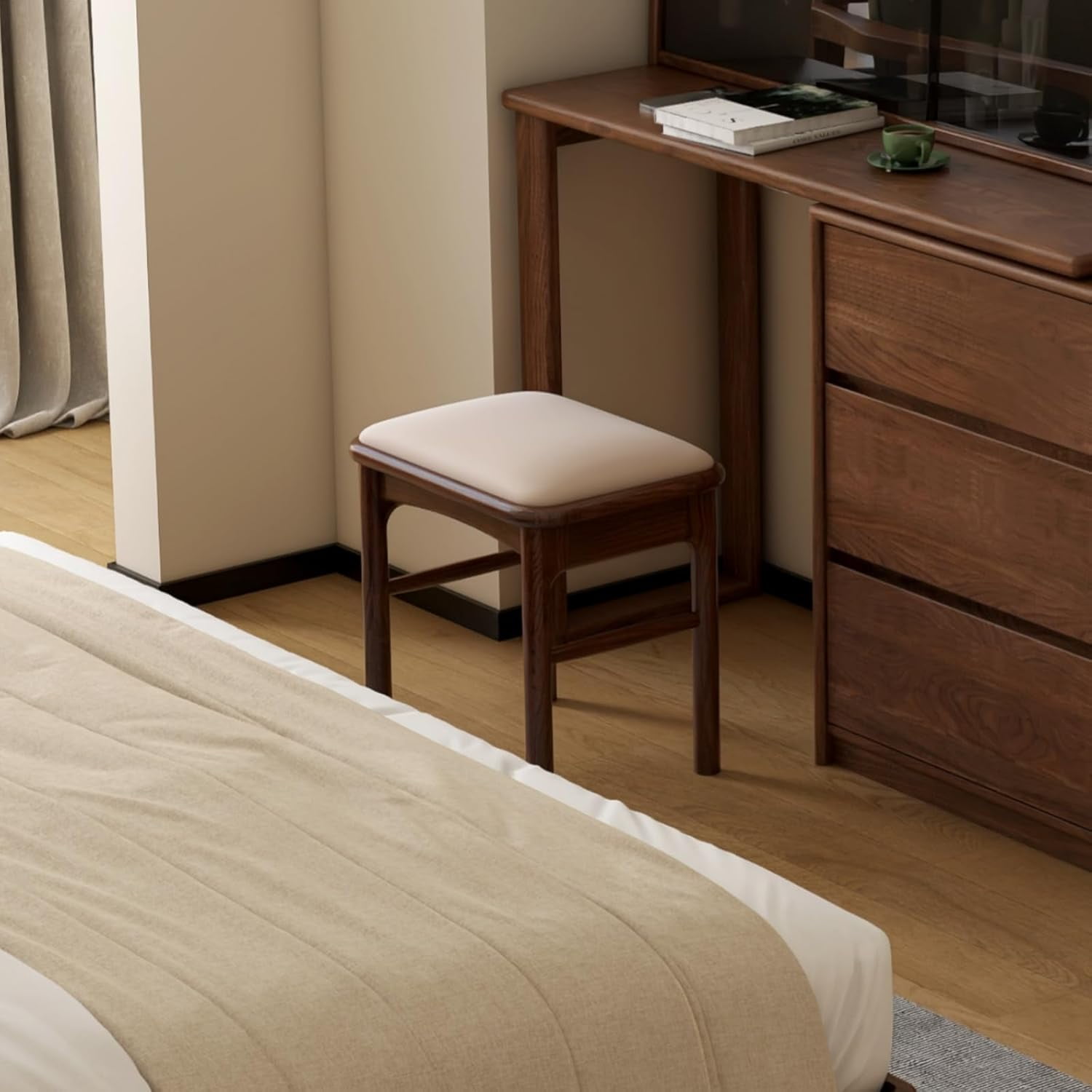 Rattan Dining with Solid Oak Wood Frame, Farmhouse Long Rattan Bed End ...