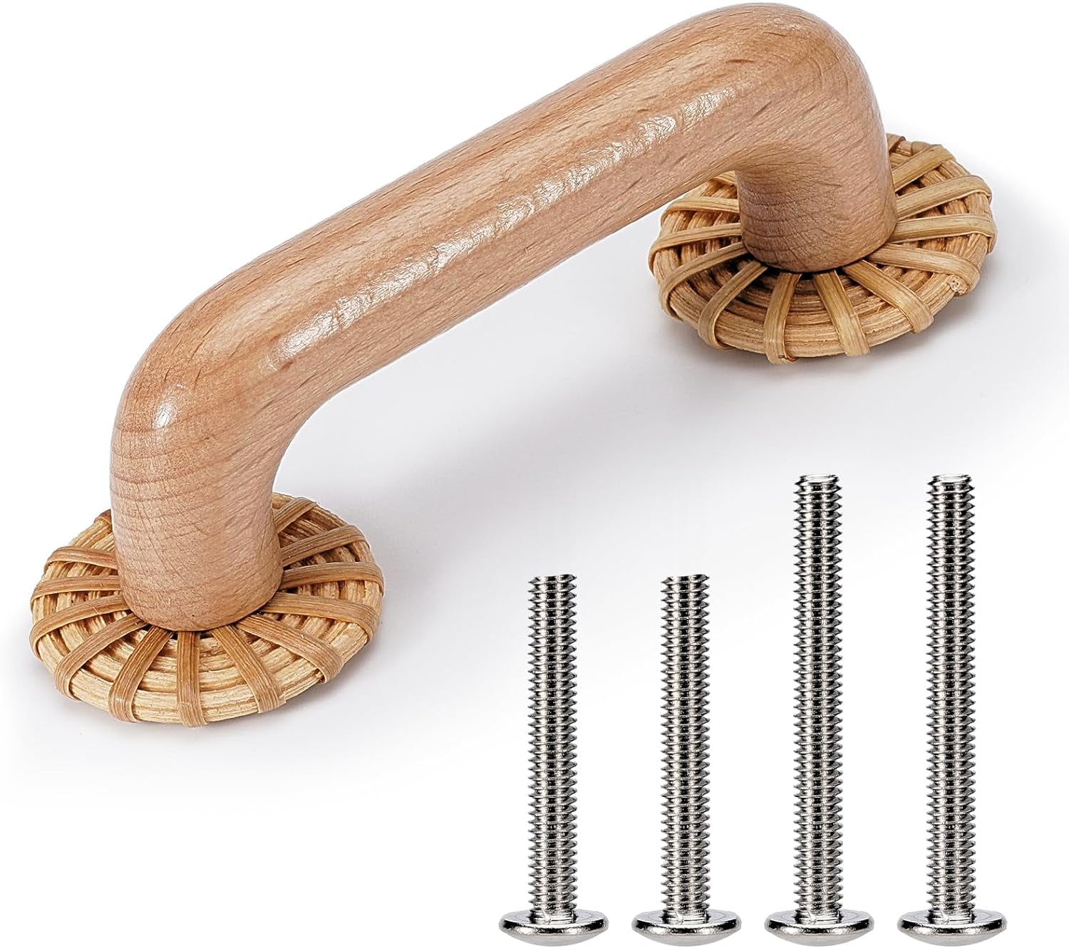 Rattan Drawer Pulls Boho Cabinet Handles Unique Beech Wood Wicker Pulls ...