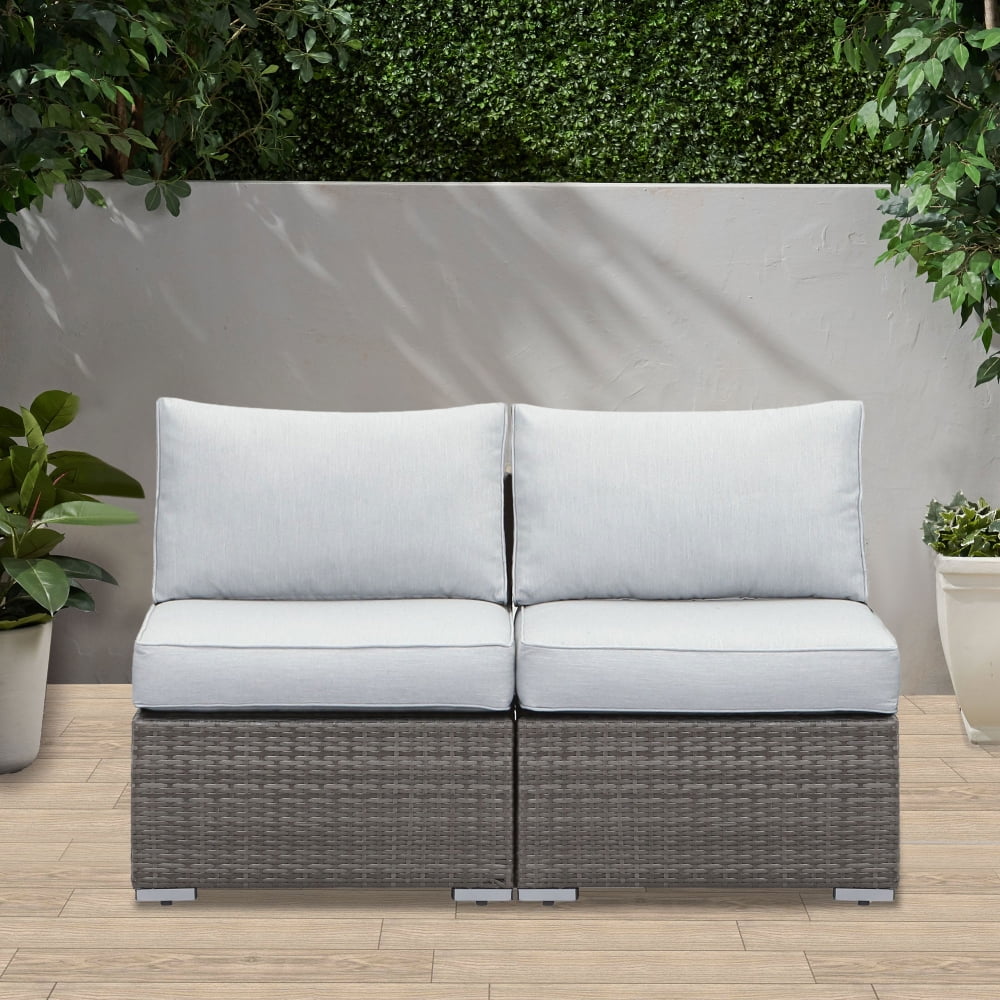 Rattan Durable Couch Wicker Armless Light Gray Couch Sofa For Office ...