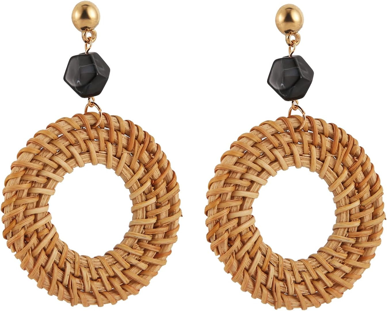 Rattan Earrings Quality Woven Bohemian Earrings Handmade Straw Wicker ...
