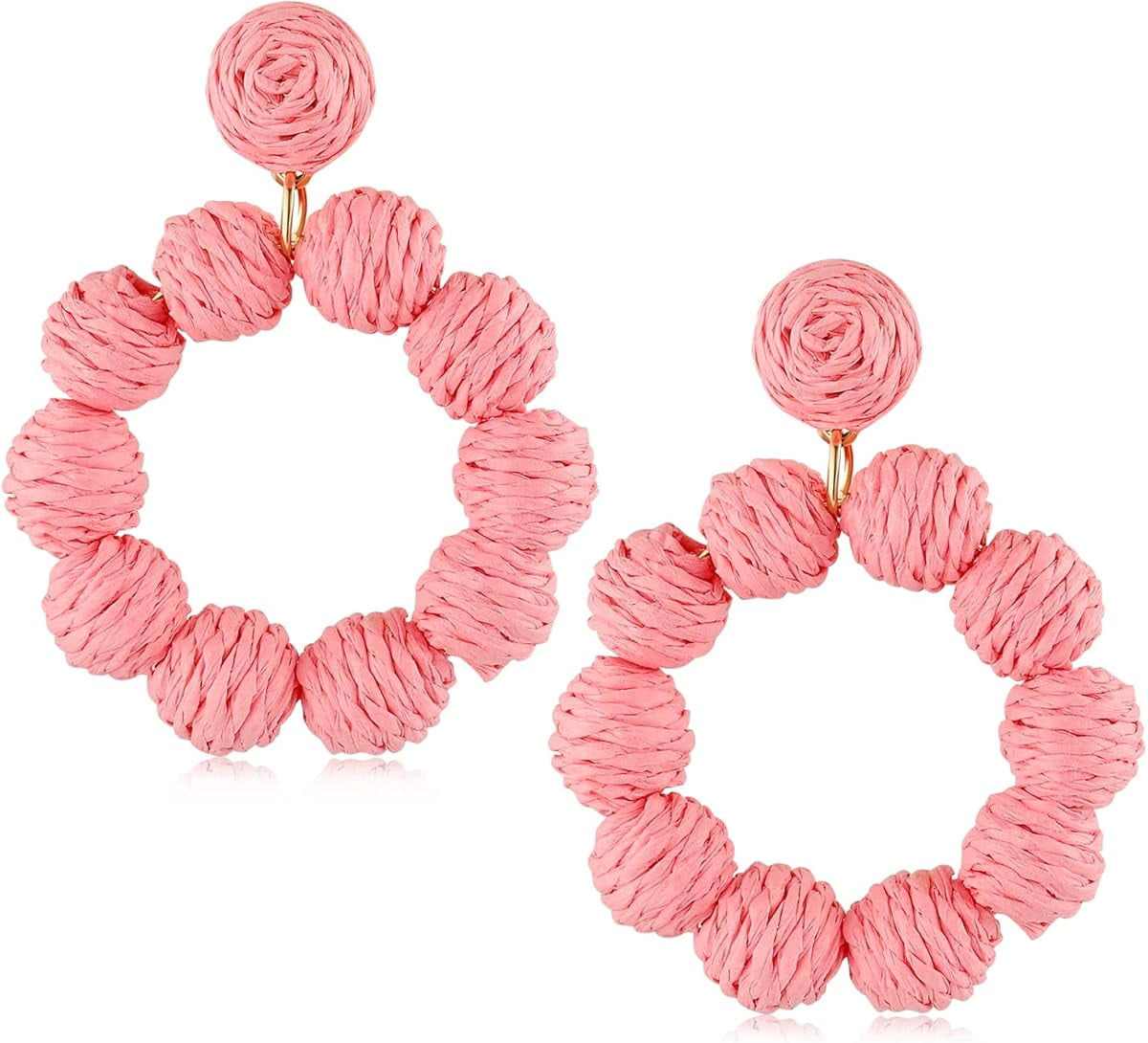 Rattan Earrings for Women Rattan Hoop Earrings Handmade Woven Straw Wicker Earrings Bohemian ...