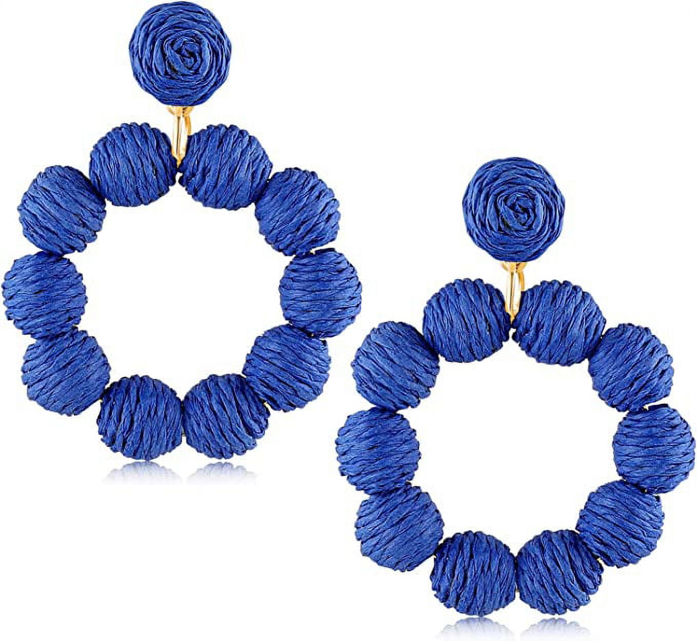 Rattan Earrings for Women Rattan Hoop Earrings Handmade Woven Straw Wicker Earrings Bohemian ...