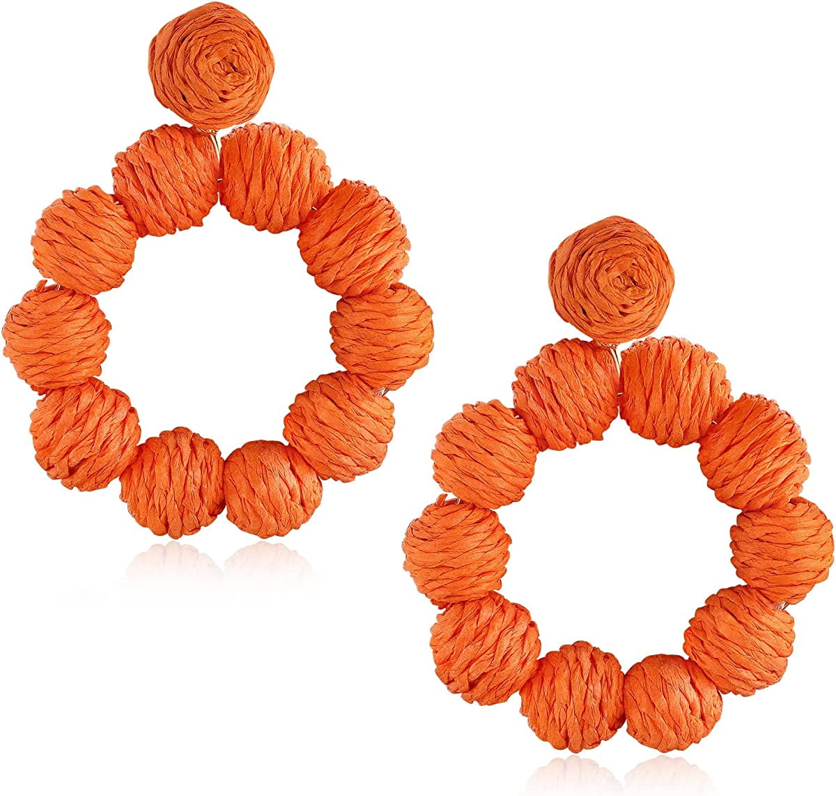 Rattan Earrings for Women Rattan Hoop Earrings Handmade Woven Straw Wicker Earrings Bohemian ...