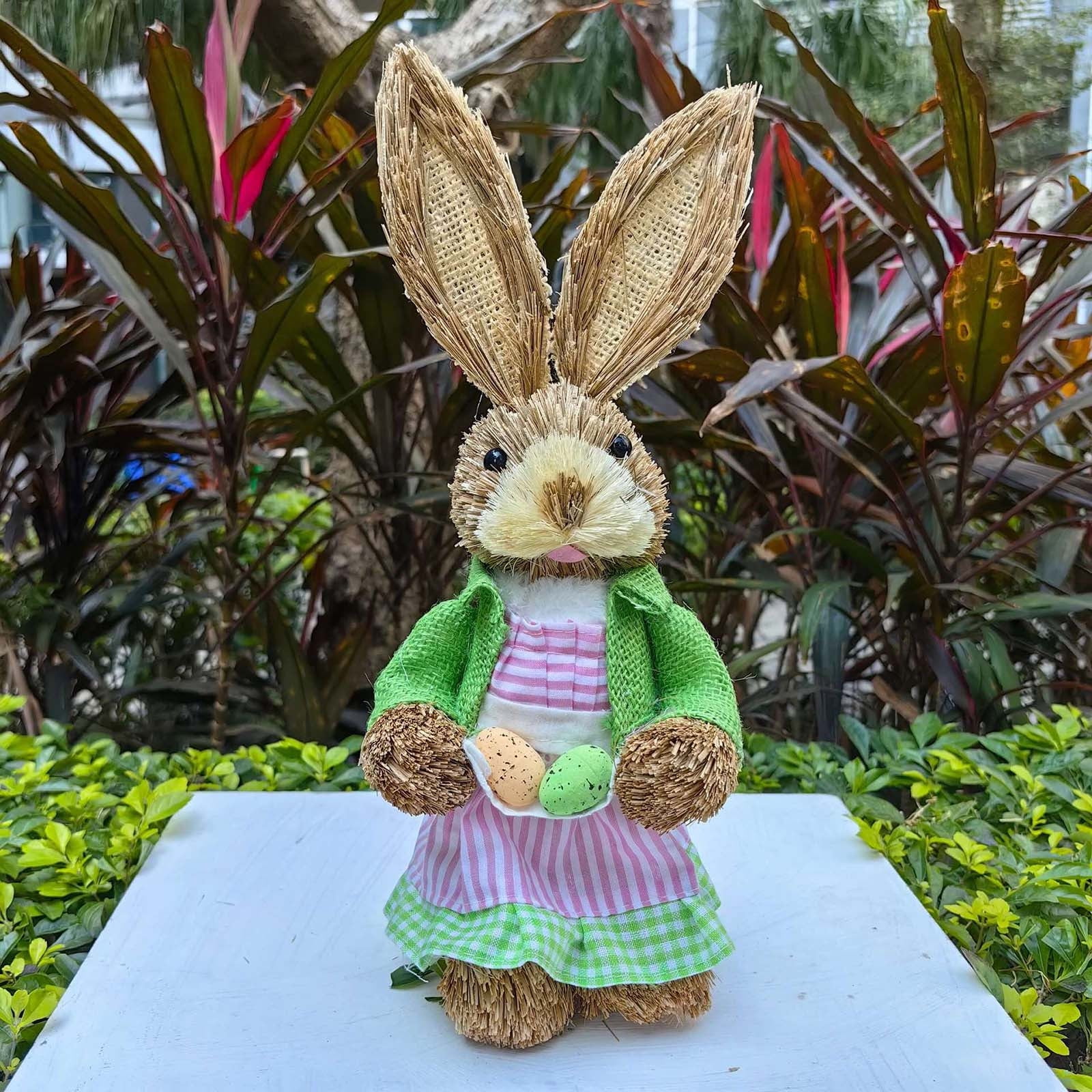 Rattan Effect Resin Bunny Easter Decor Table Rabbit Easter Decorations ...