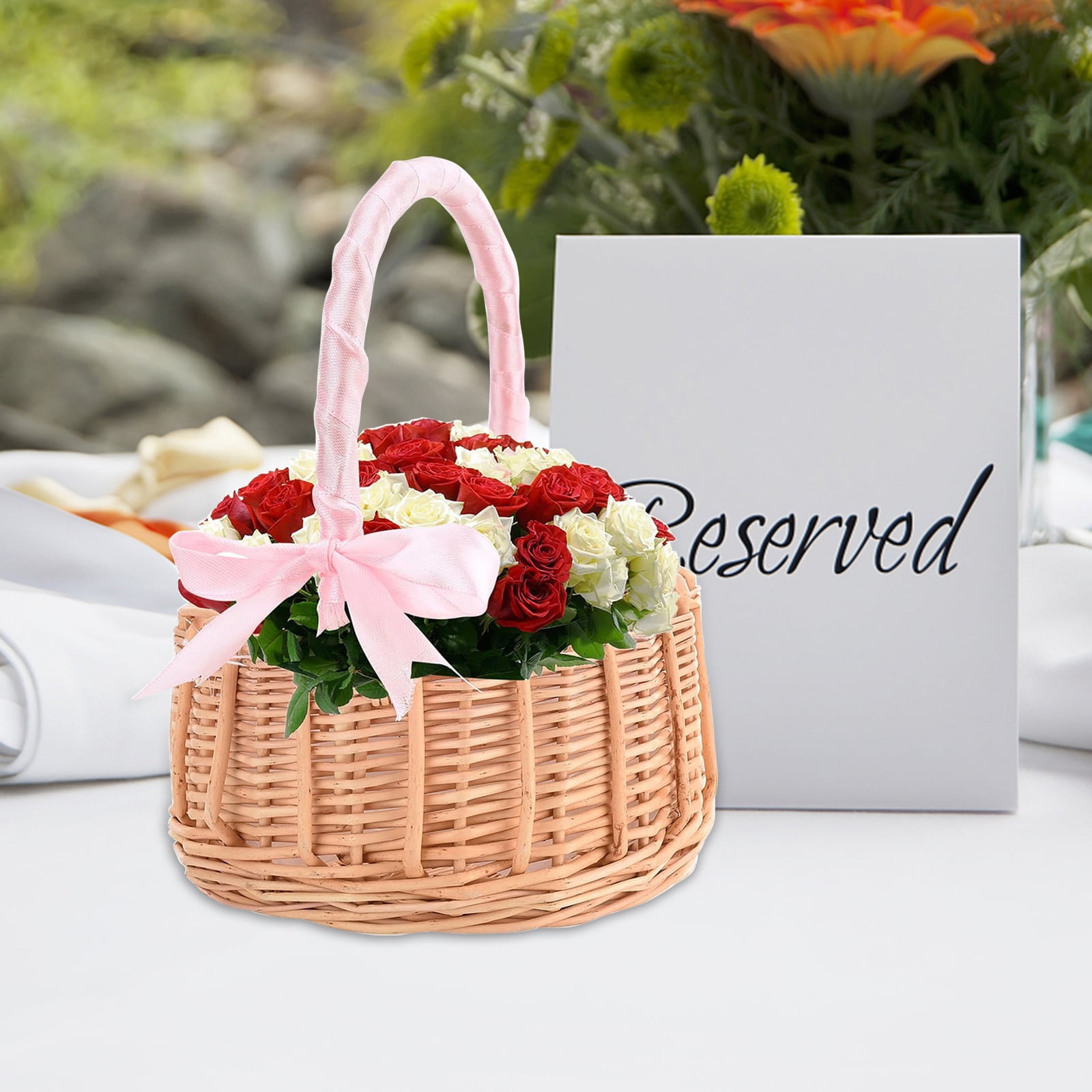 Rattan Flower Basket, Handmade Wicker Planter Basket with Plastic Liner ...