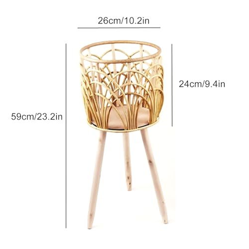 Rattan Flower Pot Stand, Woven Plant Pot with Stand, Plant Stands with ...