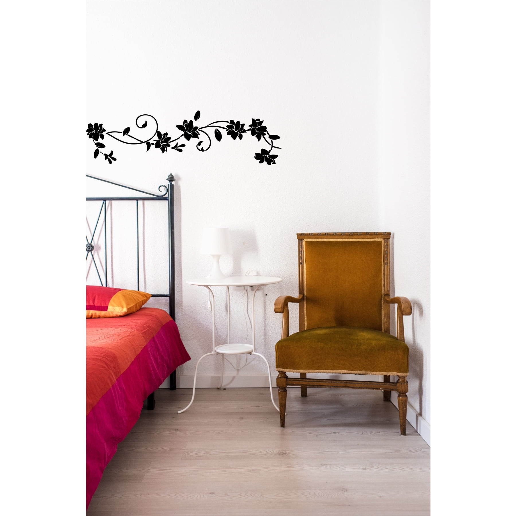 Rattan Flower Vinyl Wall Decal Elegant Boho Floral Wall Art Removable ...