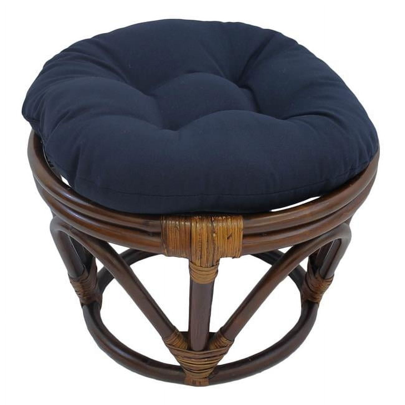 Rattan Footstool with Twill Cushion, Navy - Walmart.com