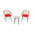 Rattan Furniture Set 3 Pieces Outdoor Patio Conversation Set Cushioned ...