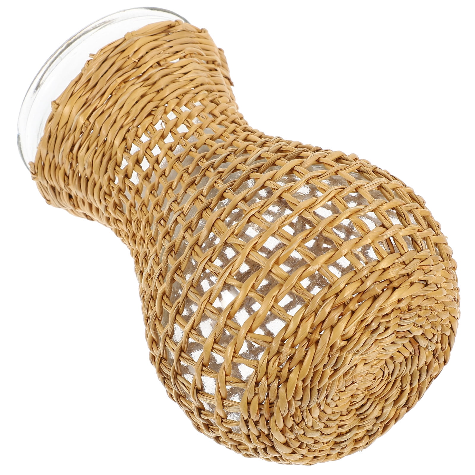 OHOIOLLA Rustic Woven Net Glass Vase Beige 1Pack 5.1x2.4x2.4in ...