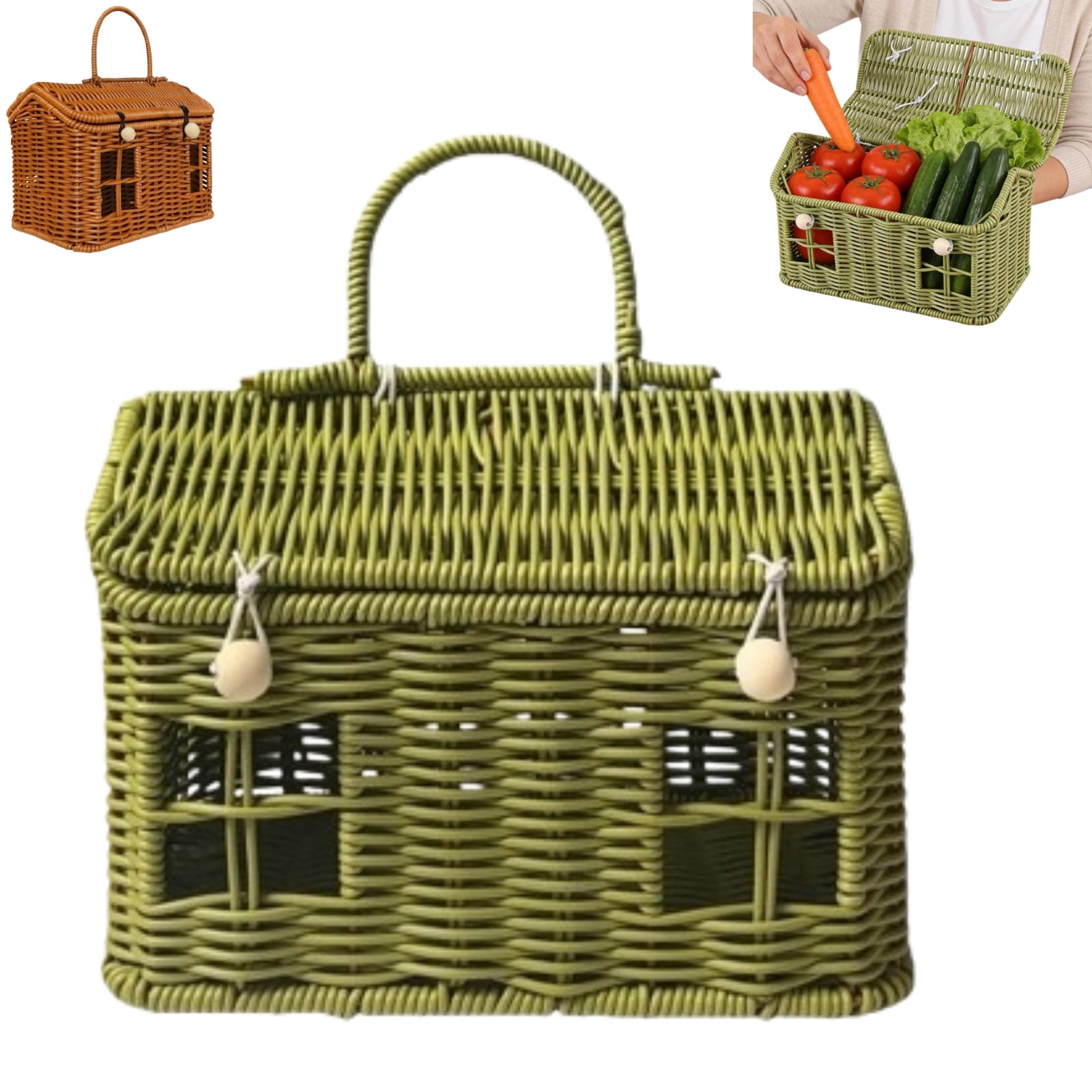 Rattan House Shaped Basket, Handmade Rattan House Shaped Picnic Basket ...