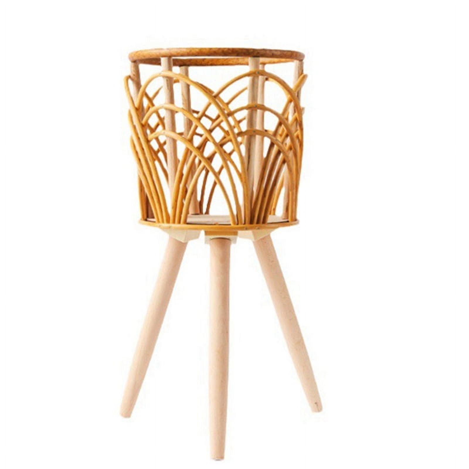 Rattan Indoor Plant Stand Straw Woven Flowers Pot Holder Stool with ...