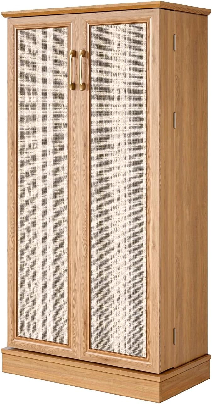 Rattan Kitchen Pantry Cabinets 50" - Food Storage Cabinets with Rattan ...