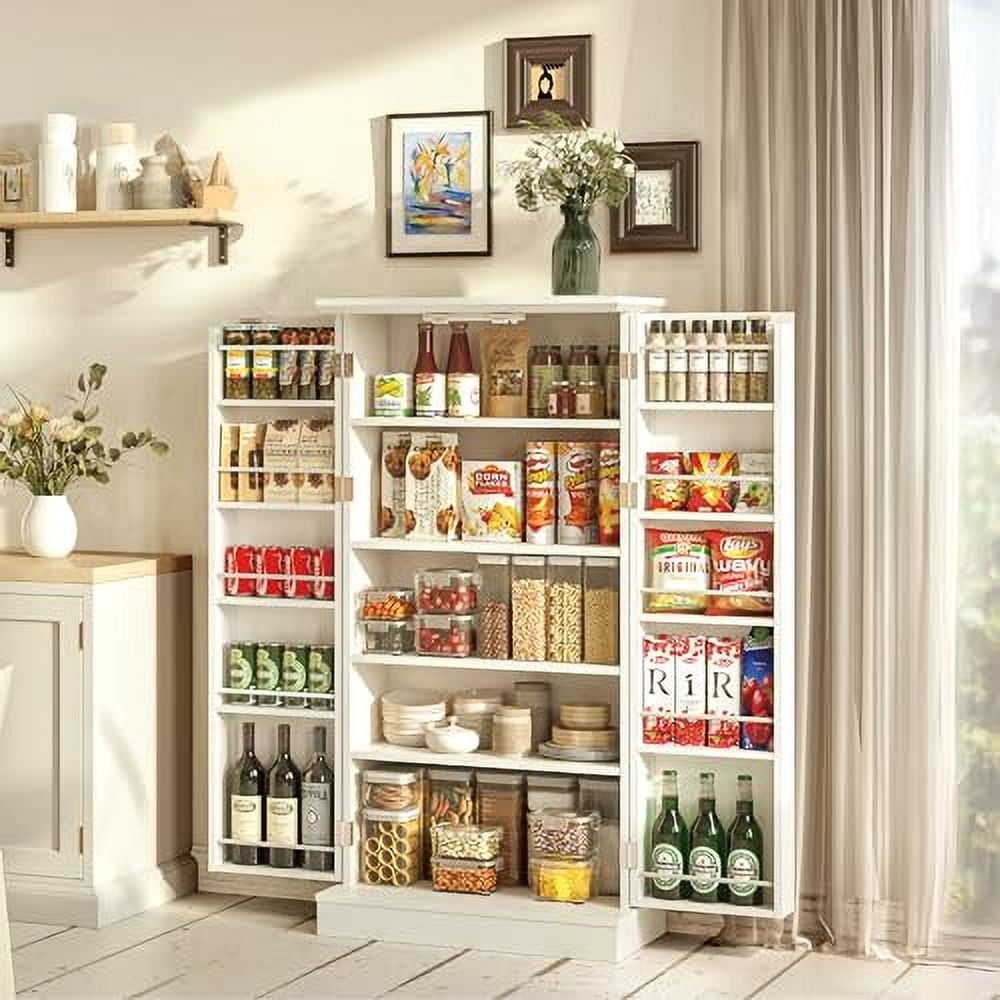 Rattan Kitchen Pantry Cabinets 50" - Food Storage Cabinets with Rattan ...