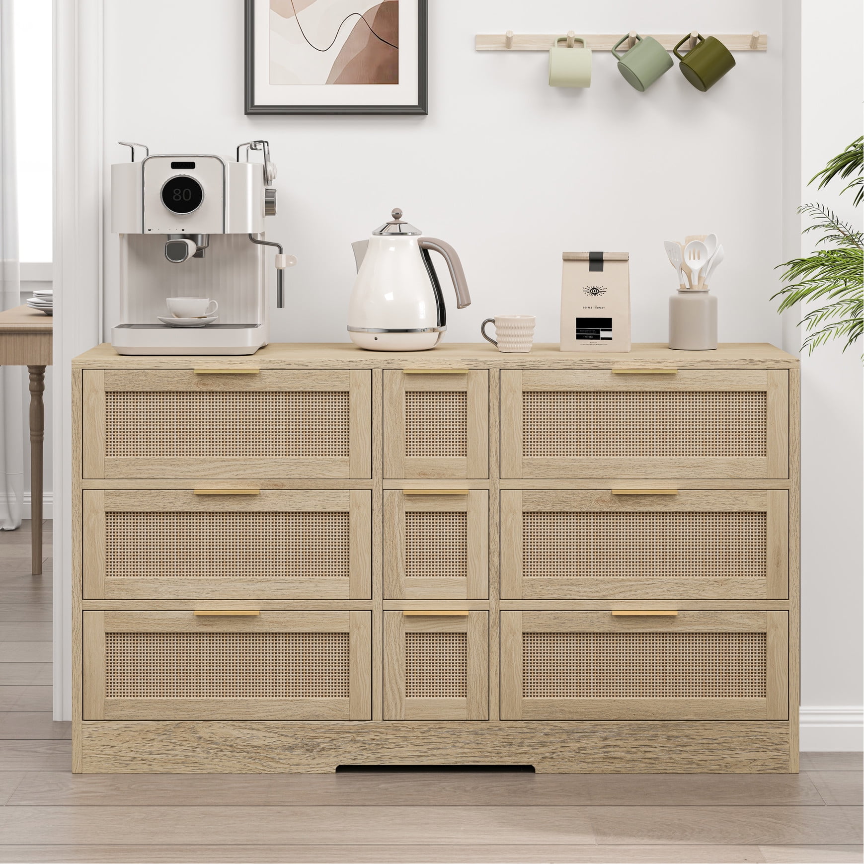 Rattan Locker with Elegant Golden Handles / Multiple Room Applications ...