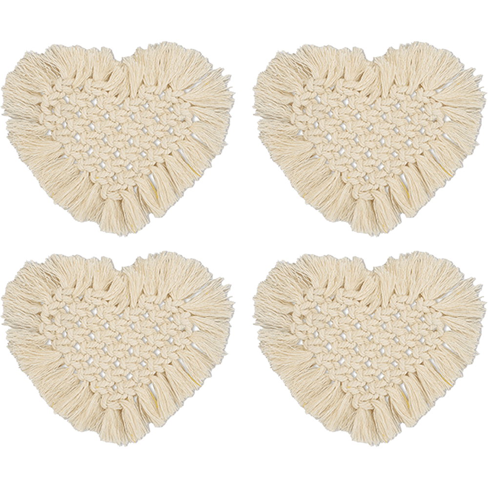 Rattan Macrame Boho Coasters | Bohemian Set of 4 Table Decor Cute ...