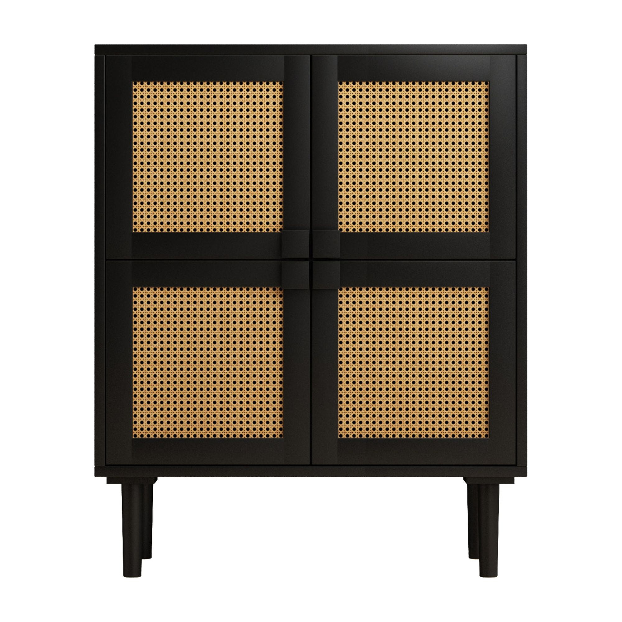 Rattan Mesh Storage Cabinet 4-Doors Sideboard with Eight Storage Spaces ...