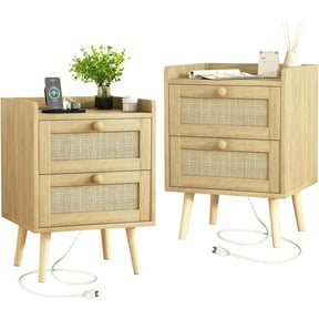 COZAYH Farmhouse Nightstand, 2-Drawer Rustic Design, Durable and ...