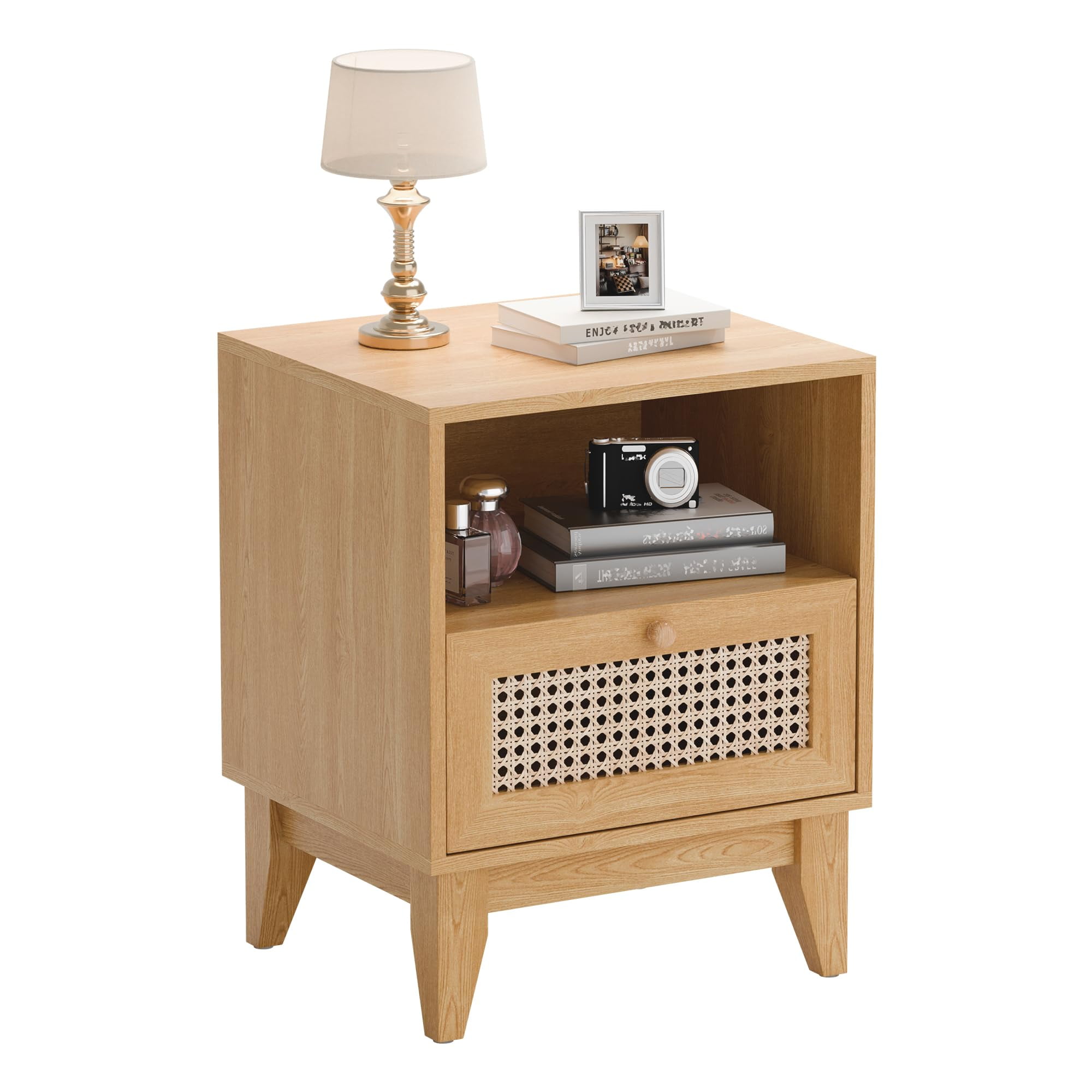 Rattan Nightstand, Nightstand with Drawers, Bedroom Nightstand, Boho ...