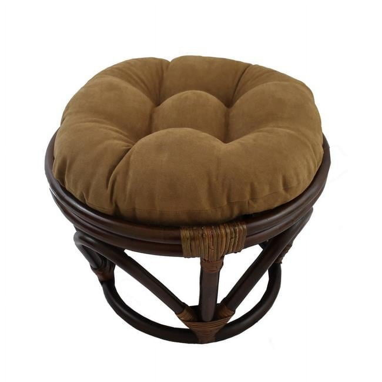 Rattan Ottoman with Micro Suede Cushion, Saddle Brown - Walmart.com