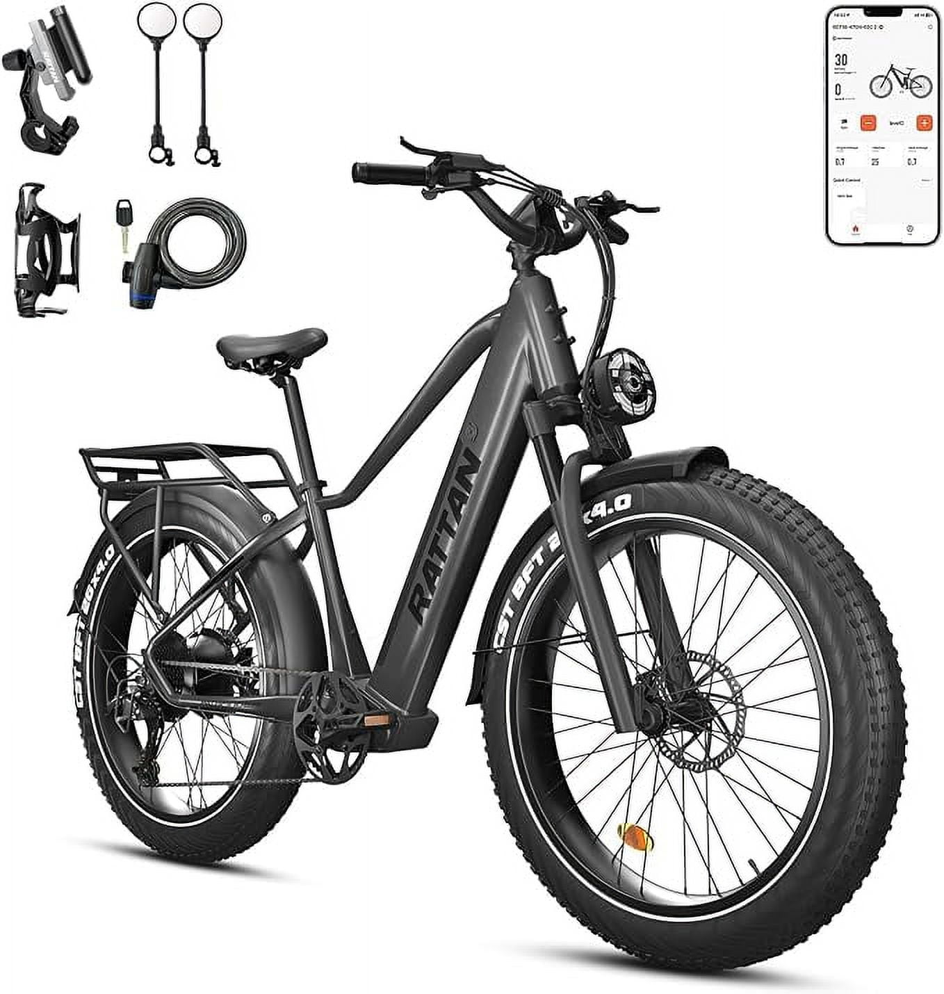 Rattan Pathfinder Electric Bike Adults,48V 15AH Removable Battery Ebike with 750W Motor,Color ...