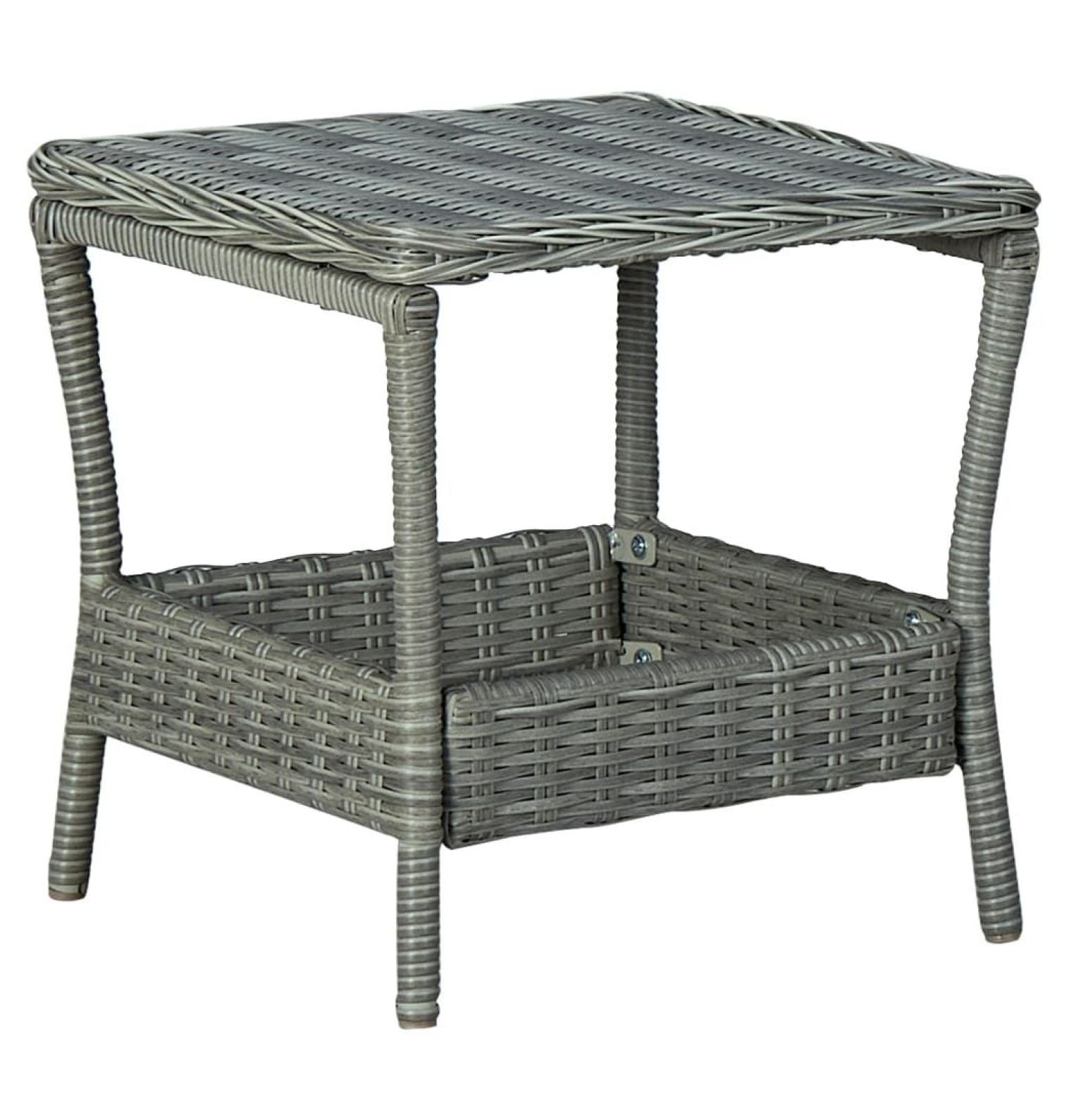 Rattan Patio Table Light Gray 17.7''x17.7''x18.3'' Outdoor Side Table ...