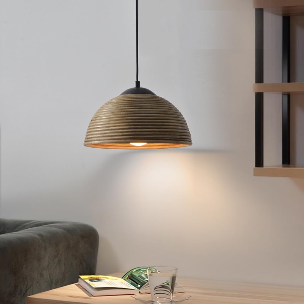 Rattan Pendant Light, Boho Island Pendant Lights for Kitchen, Black ...