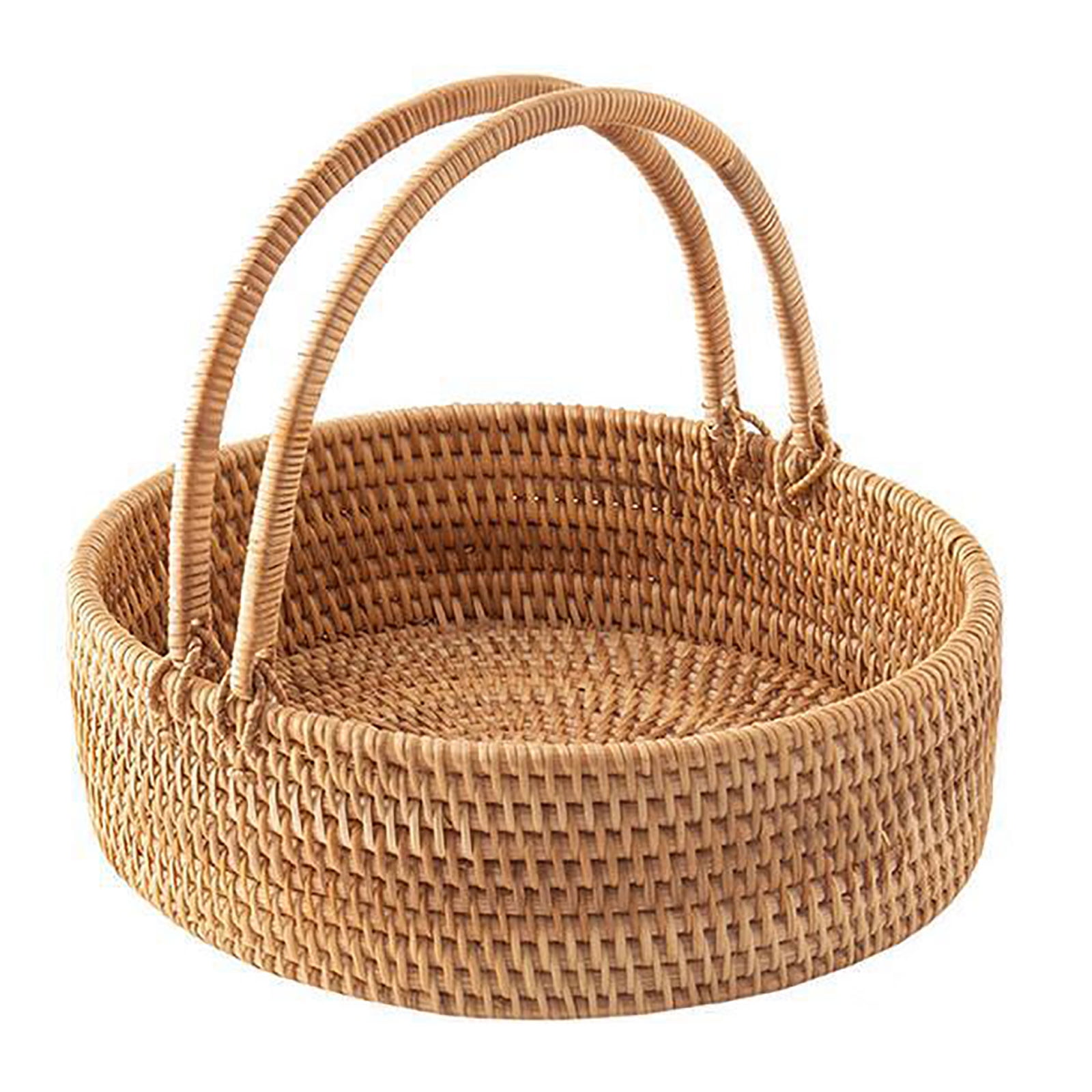 Rattan Picnic Basket with Handles,Oval Wicker Hand-Woven Basket for ...
