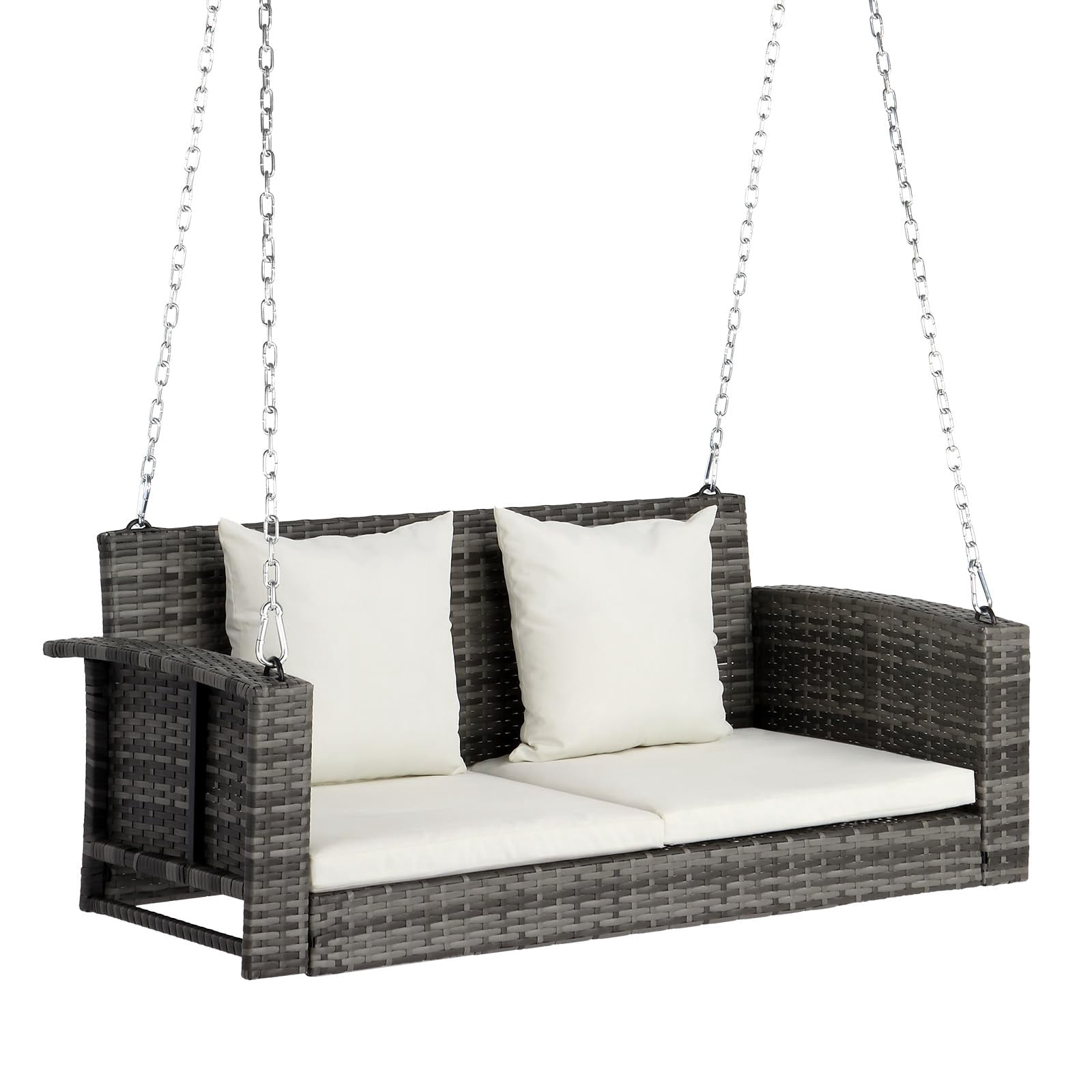 Rattan Porch Swing, Heavy Duty 800 LBS Outdoor Hanging Seat, Extra ...