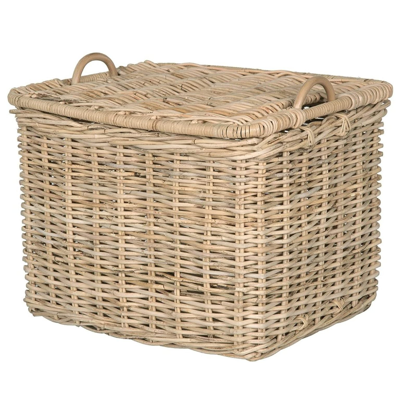 Rattan Rectangular Storage Basket with Lid, Large - Wicker Basket ...