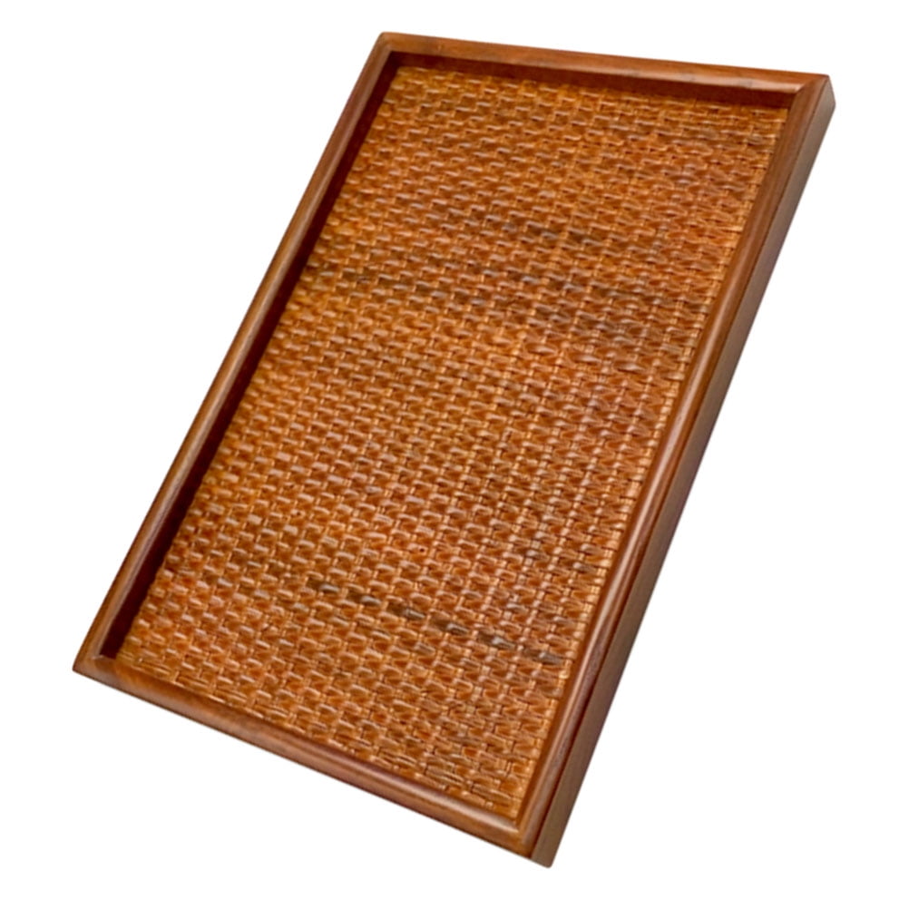 FELTECHELECTR Rectangular Wooden Tea Tray Brown 1Pcs 11.8x7.9x0.8in ...