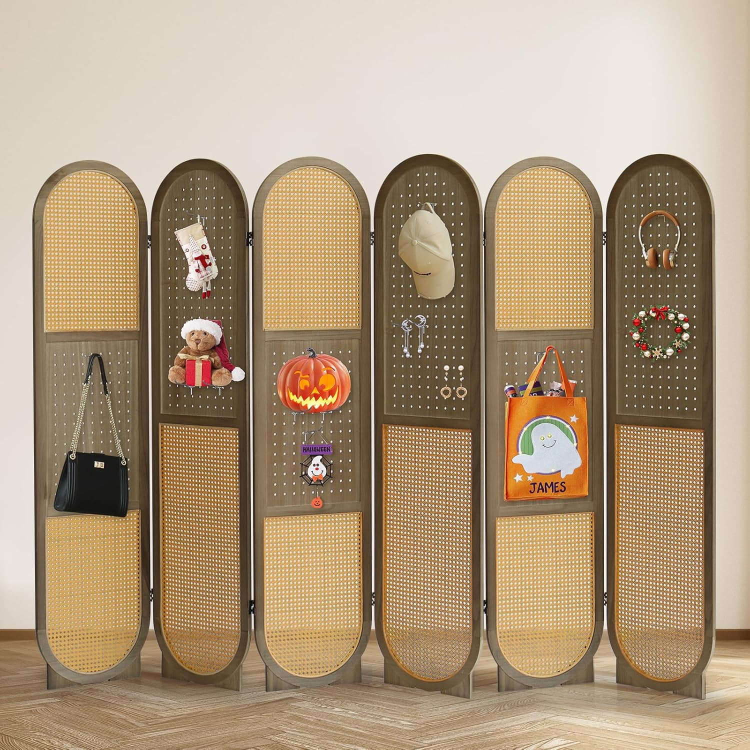 Rattan Room Dividers and Folding Privacy Screens, Panel Pegboard Room ...